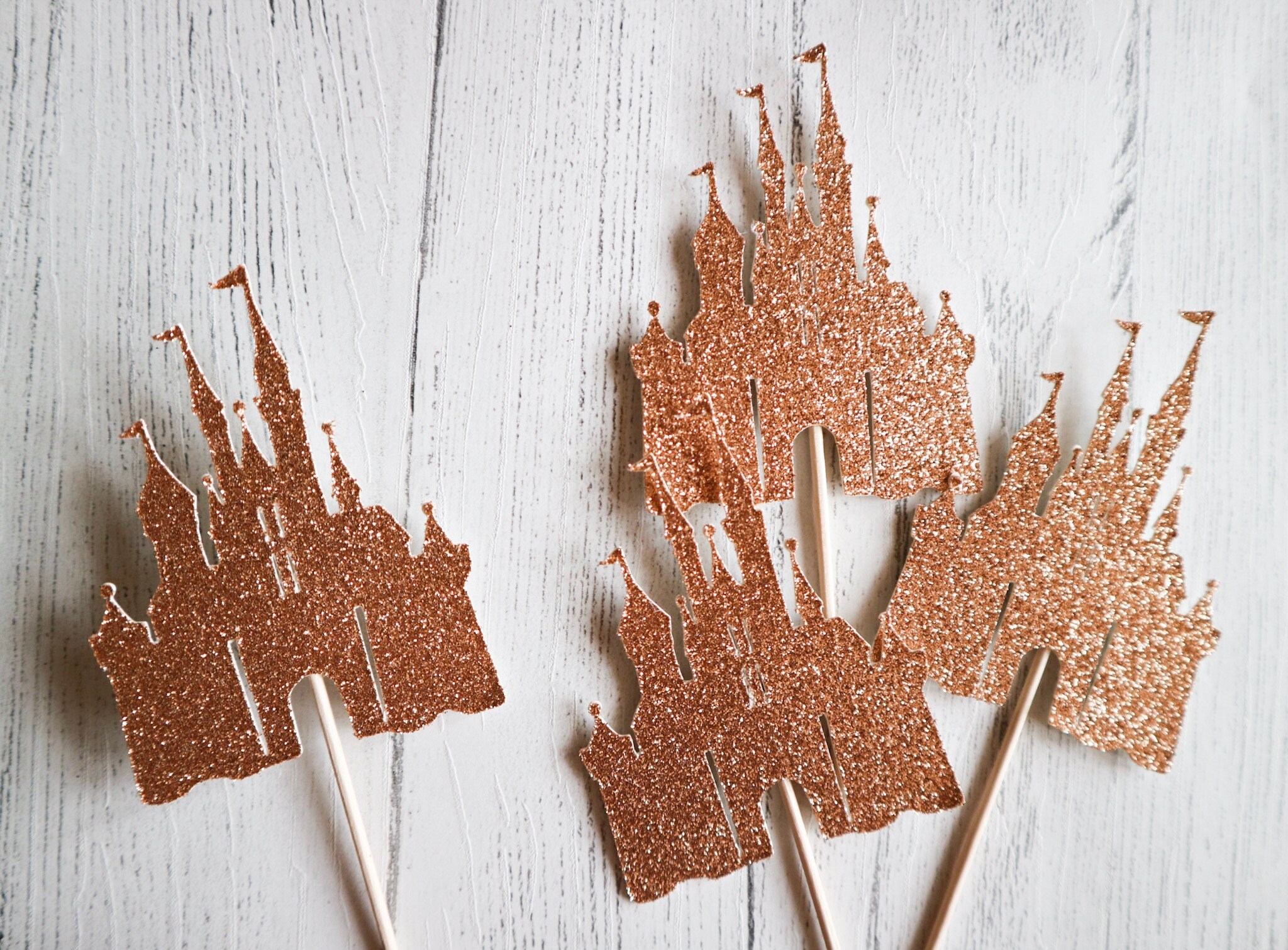 6 Glitter Disney Princess Inspired Castle Cupcake Topper | Etsy UK