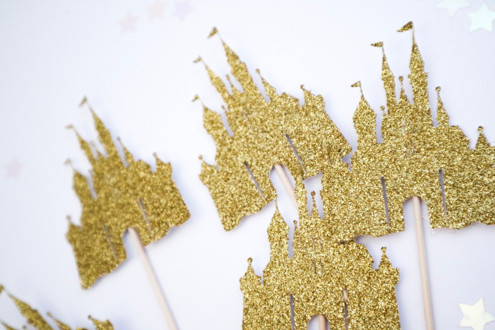 6 Glitter Disney Princess Inspired Castle Cupcake Topper | Etsy UK