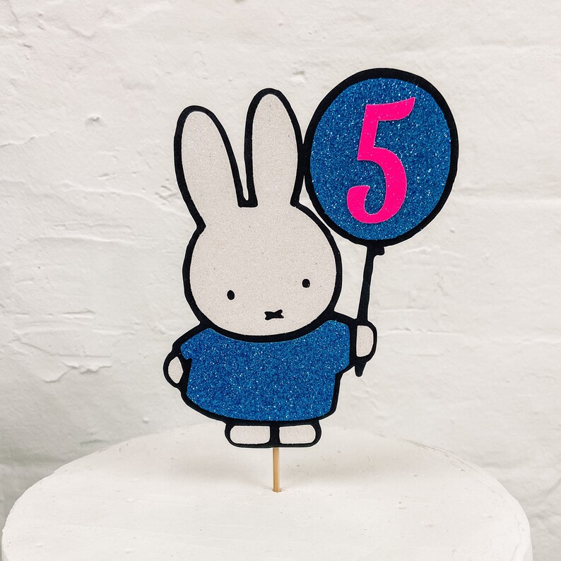 Miffy Age Balloon Glitter Cake Topper Birthday Number | Etsy
