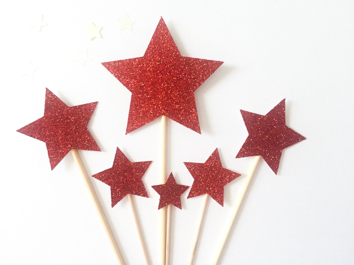 Star Assorted Size Glitter Cake Toppers Birthday Baby - Etsy