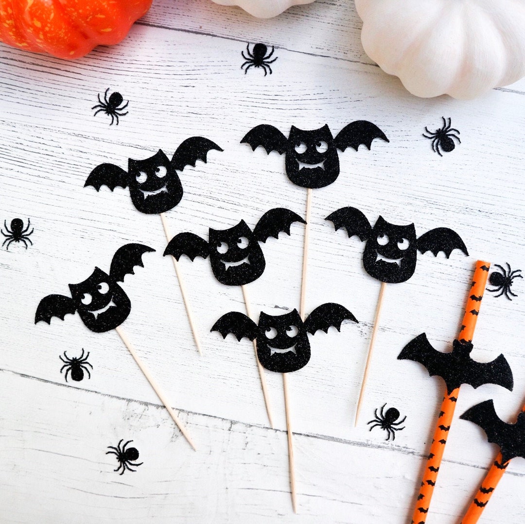 Bat Glitter Halloween Cupcake Toppers - Etsy