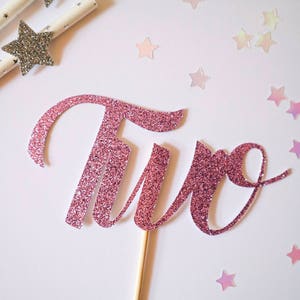 Two Age Glitter Birthday Cake Topper - Etsy