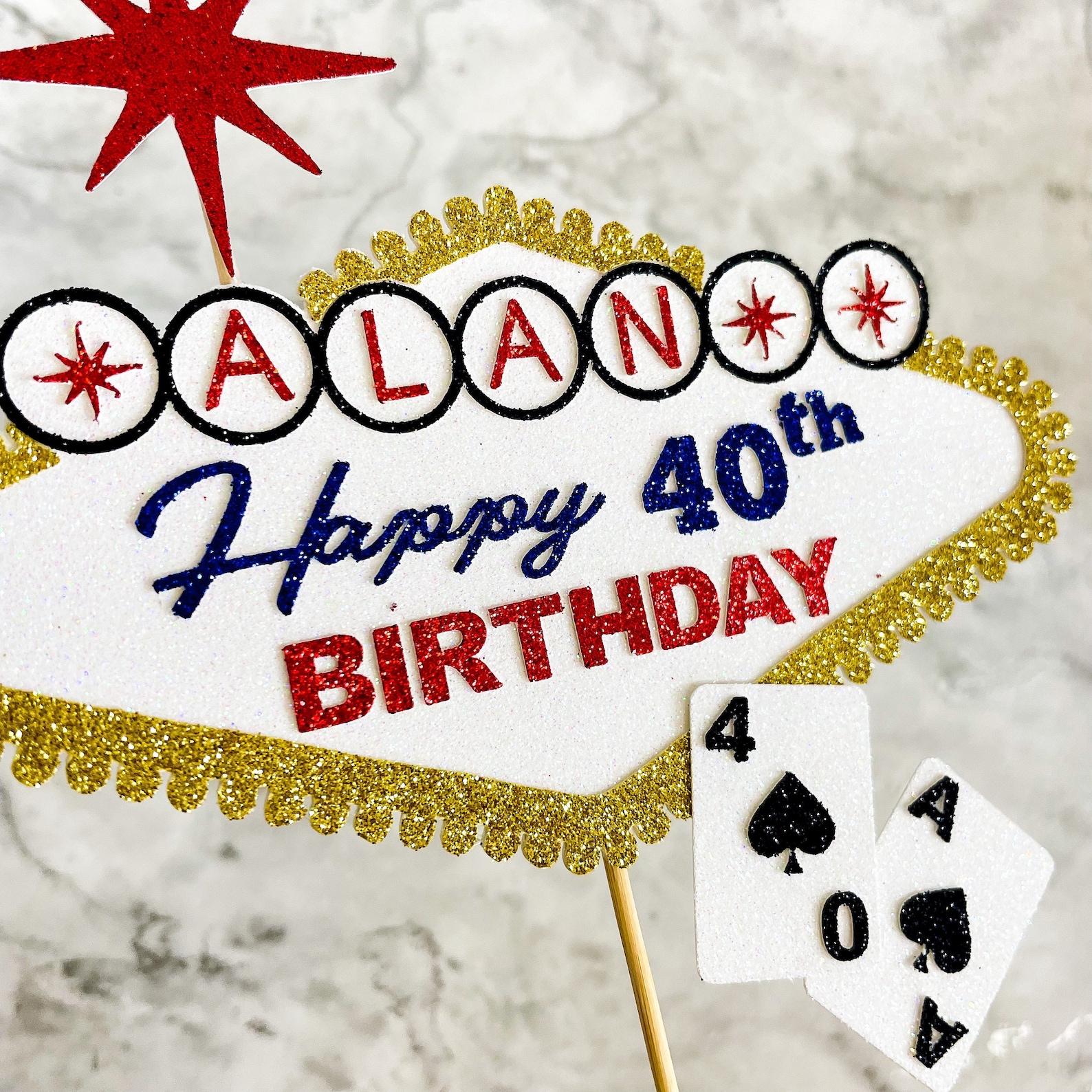 Las Vegas Sign Personalised Name and Age Happy Birthday Cake - Etsy