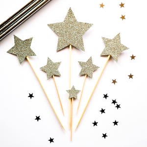 Star Assorted Size Glitter Cake Toppers - Birthday, Baby Shower, Party ...
