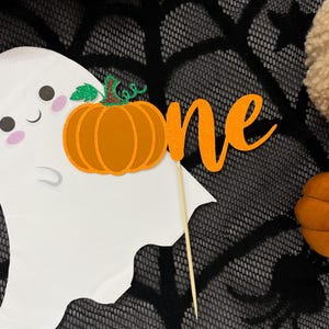One Pumpkin Glitter Cake Topper - Orange - Autumn Fall Halloween First ...