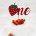 One Strawberry Glitter Cake Topper - Red and Green - Fruit Birthday - Etsy