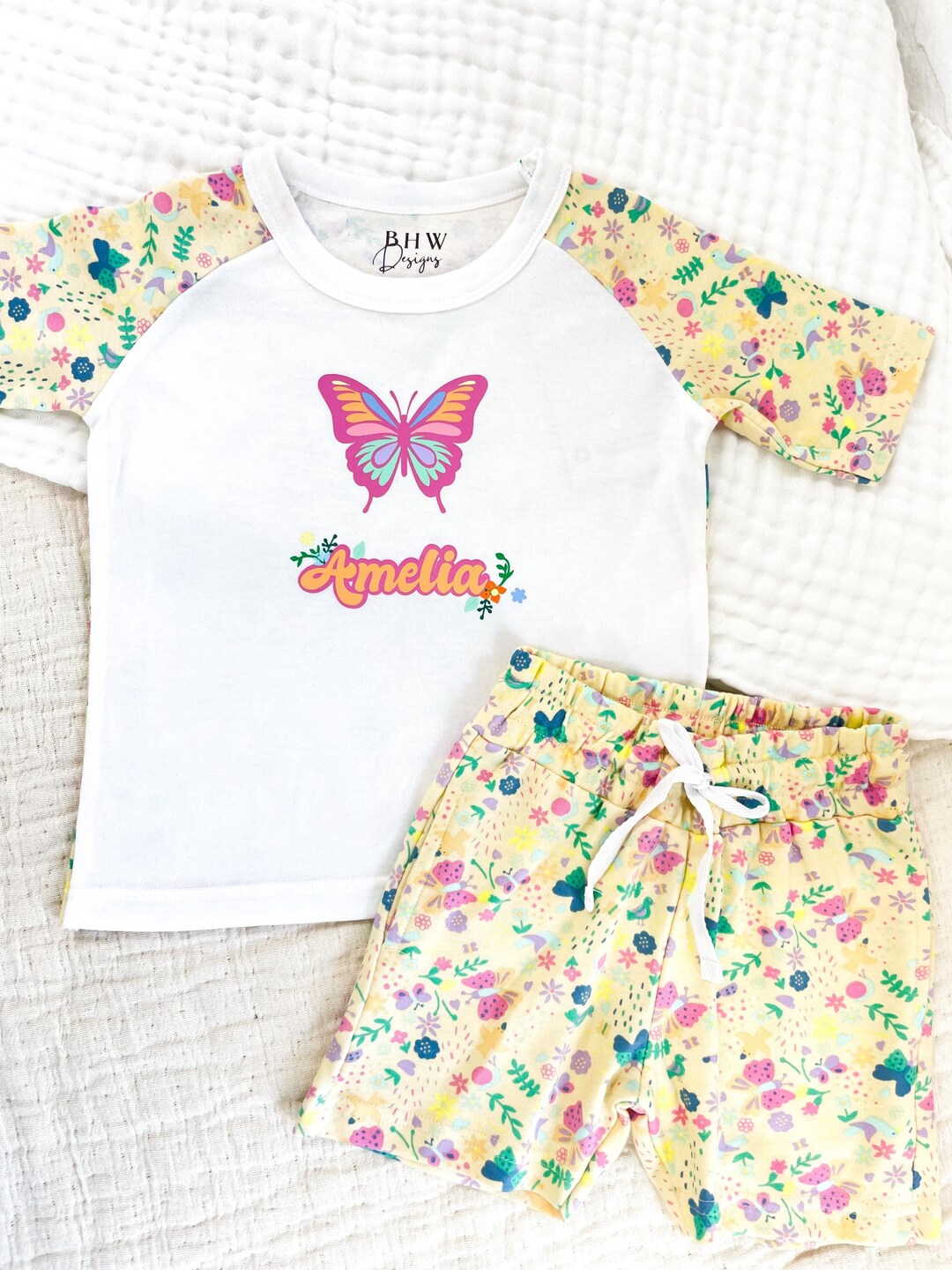 Personalised Name Butterfly Print Children's Short Sleeve T-shirt and ...