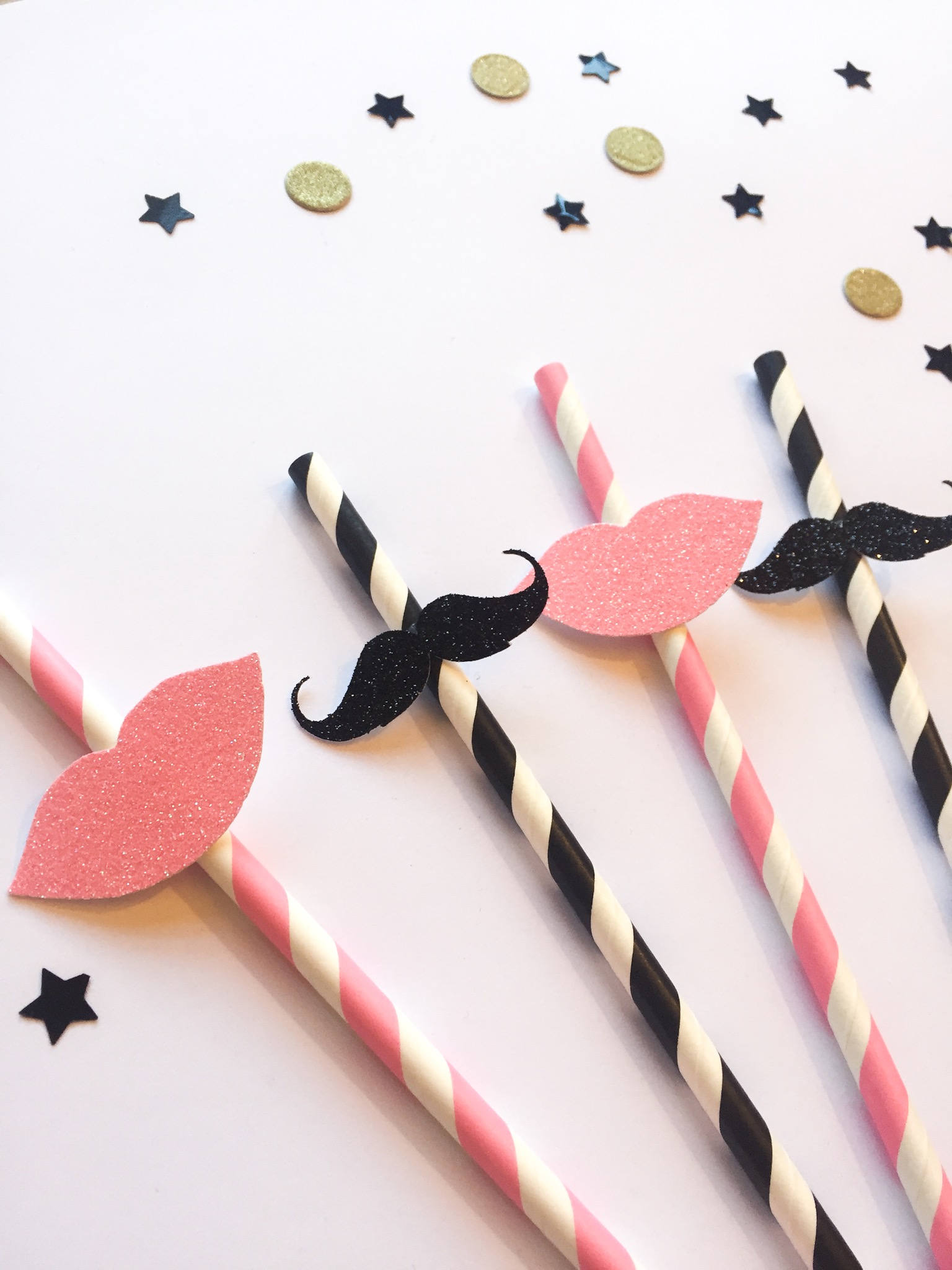 10 Glitter Lips and Moustache Stripe Paper Straws Hen - Etsy UK