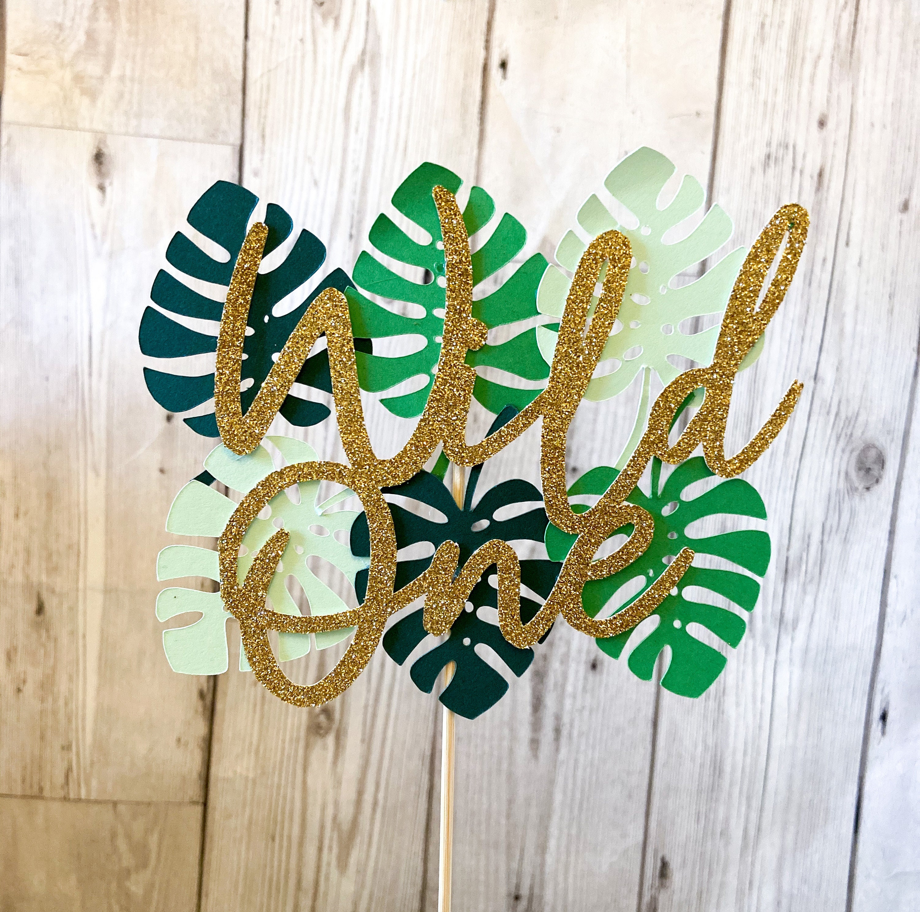 Wild One - Gold - Green - Glitter - Card Cake Topper - First Birthday ...