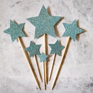 Star Assorted Size Glitter Cake Toppers - Birthday, Baby Shower, Party ...