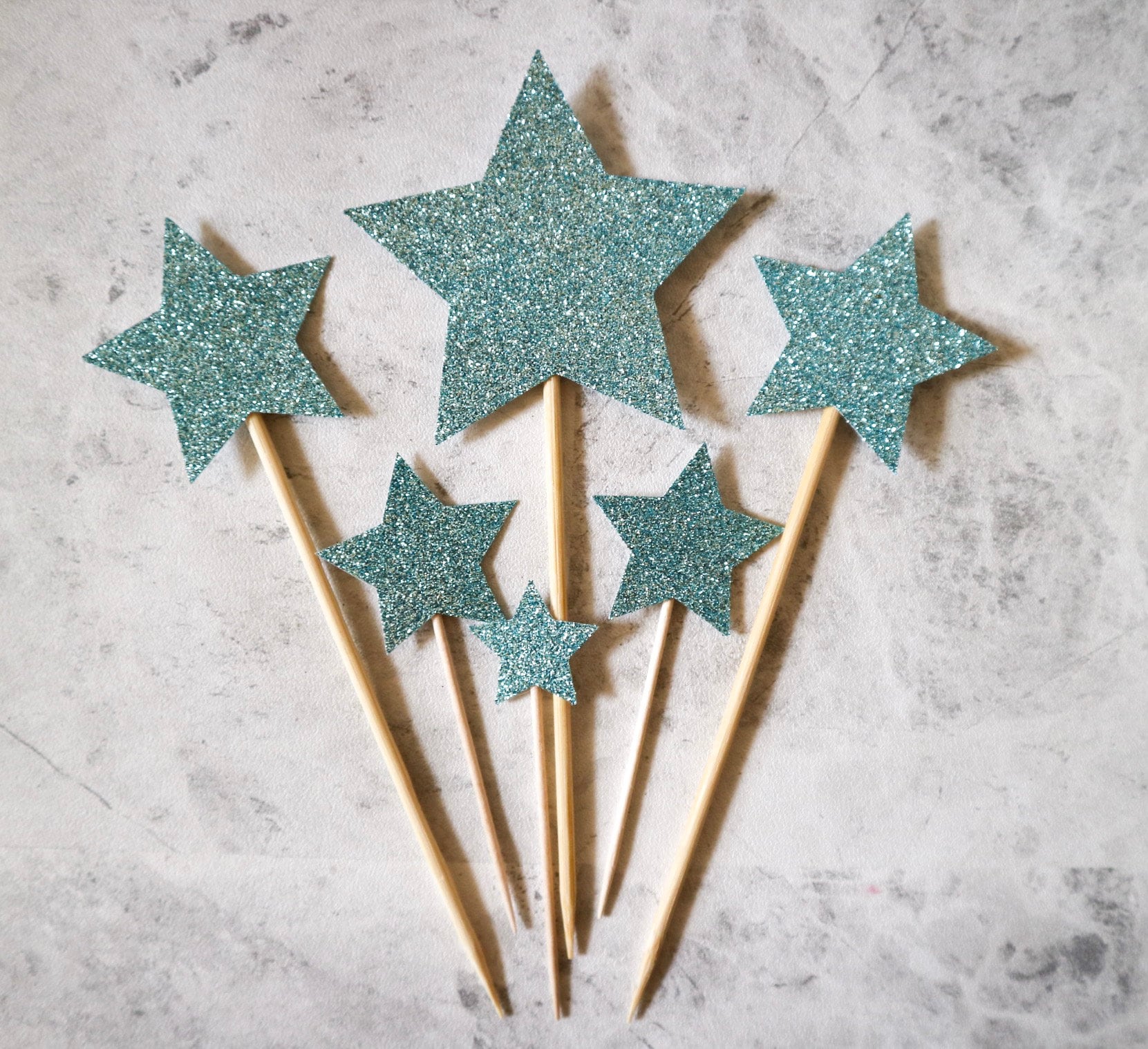 Star Assorted Size Glitter Cake Toppers - Birthday, Baby Shower, Party ...