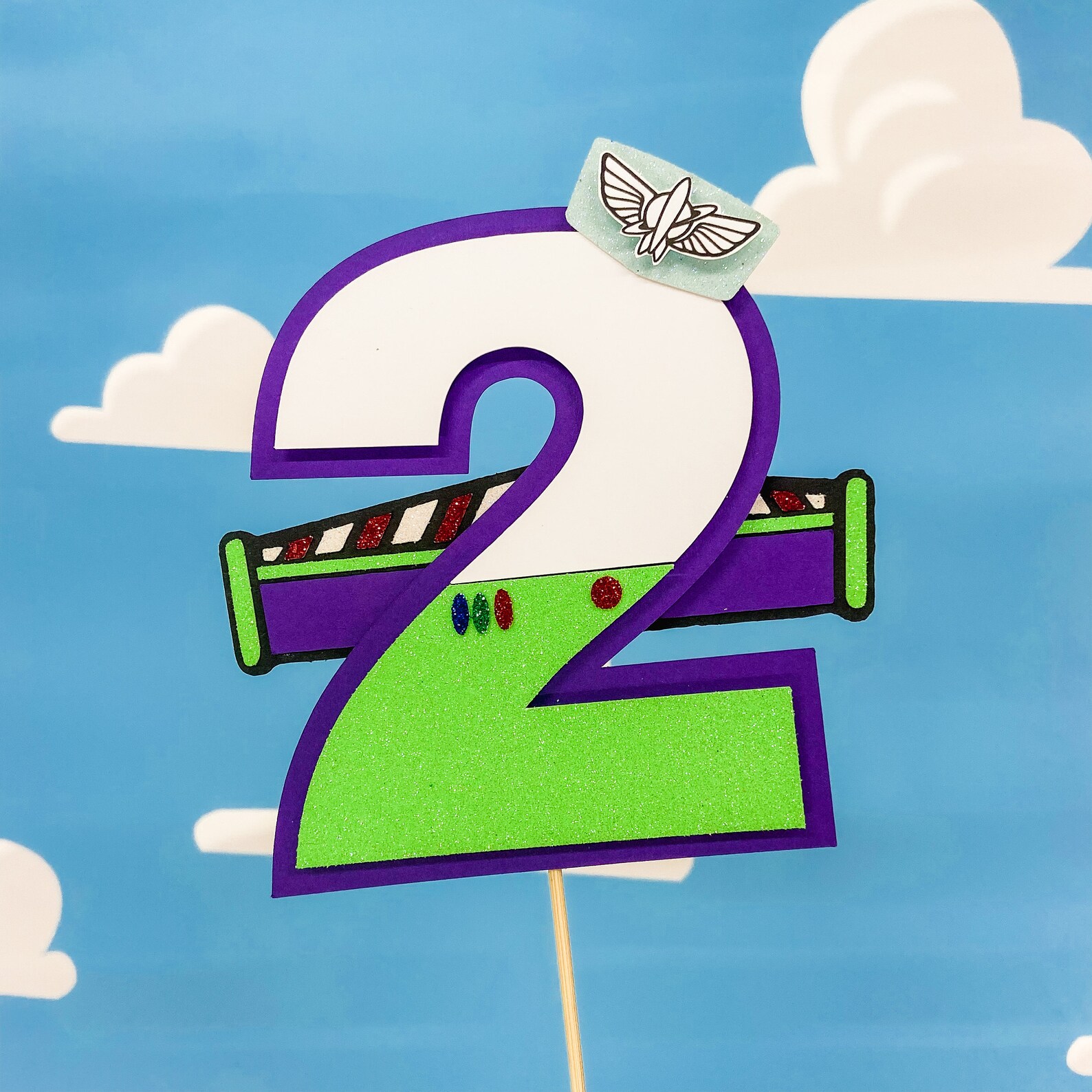 Age Number - Buzz Lightyear Style - Toy Story Theme - Glitter and Card ...