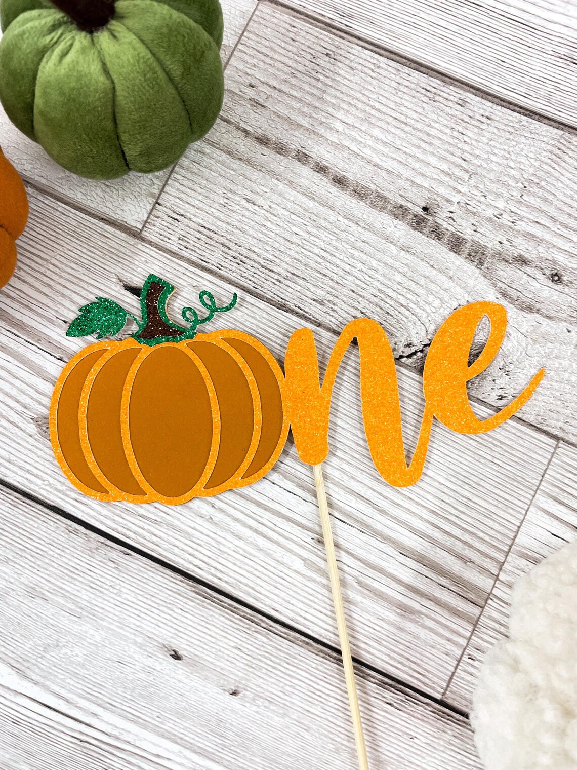 One Pumpkin Glitter Cake Topper - Orange - Autumn Fall Halloween First ...
