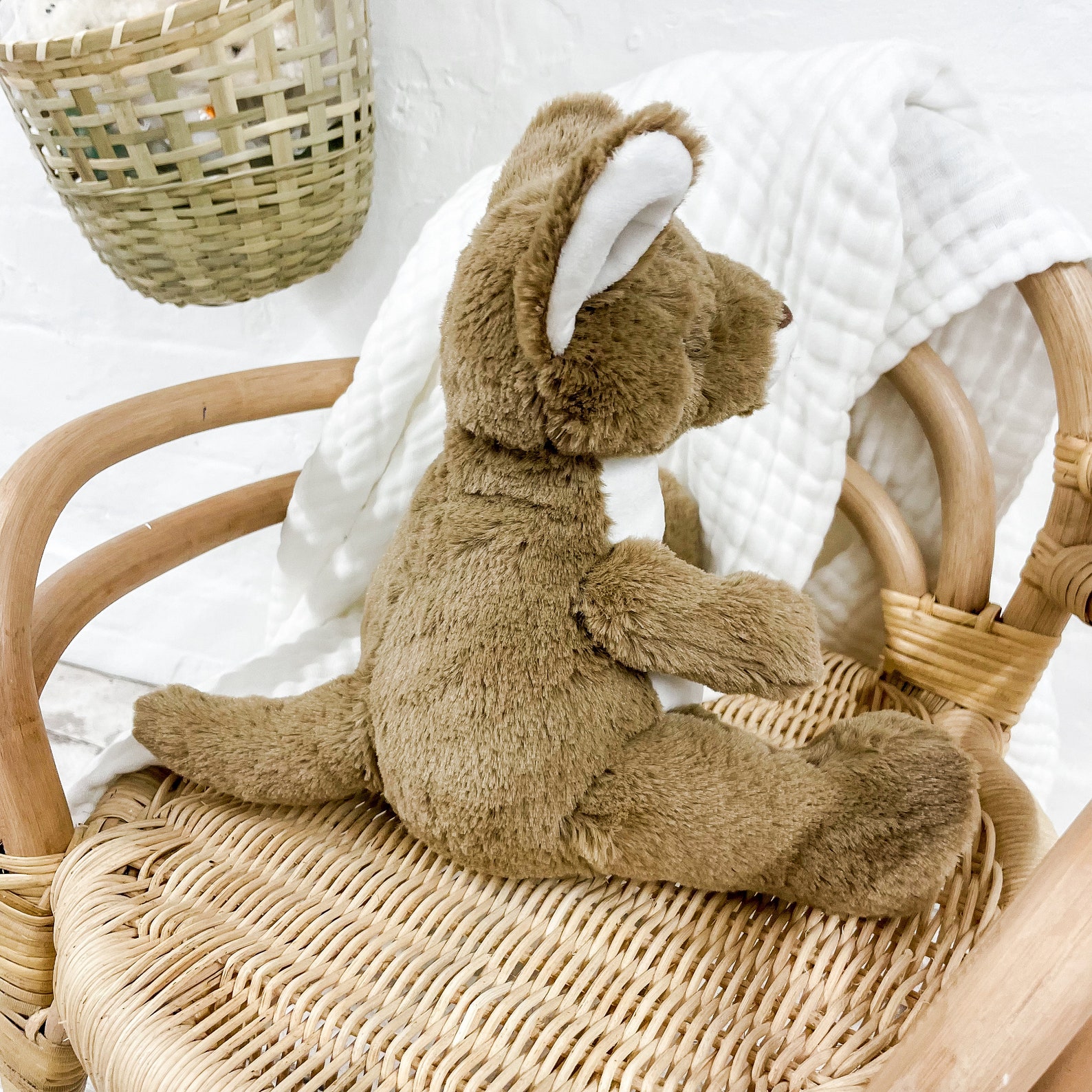 Personalised Name Mini Kangaroo Teddy Soft Toy Brown and White Baby ...