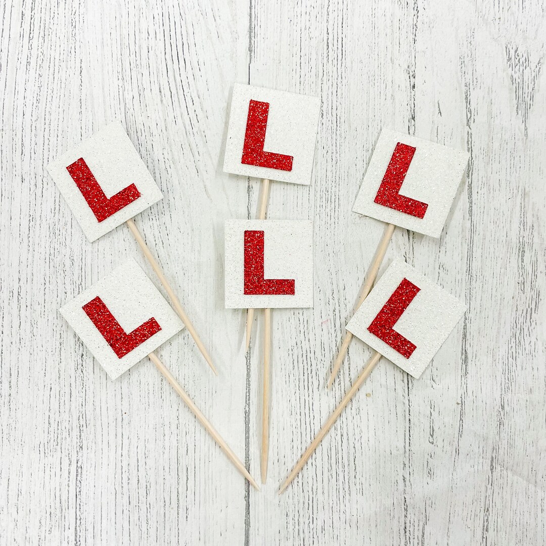 L Learner Driver Glitter Cupcake Toppers: Driving Test Celebration ...