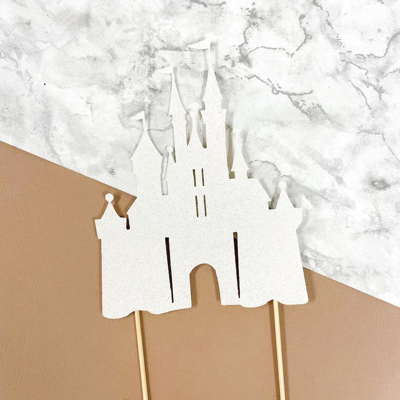 Glitter Disney Princess Castle Cake Topper - Handmade Party Decor ...