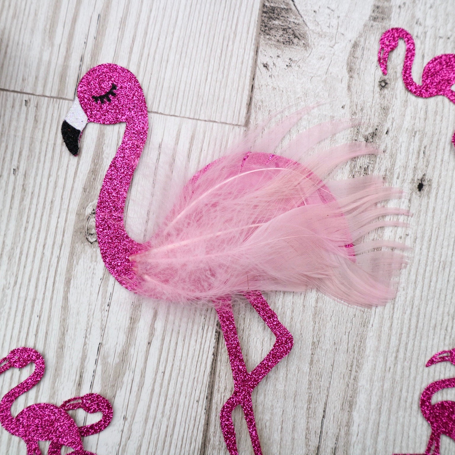 Flamingo Glitter and Feather Cake Topper Tropical Hawaii - Etsy UK