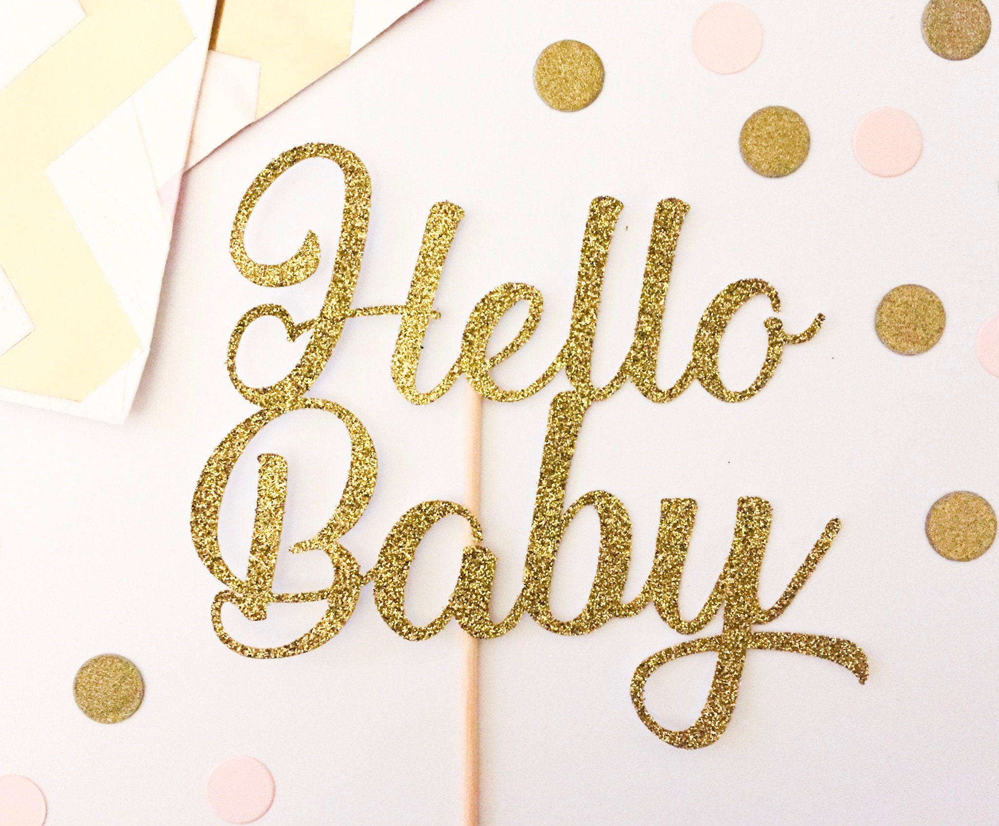 Hello Baby Glitter Cake Topper Baby Shower New Baby - Etsy UK