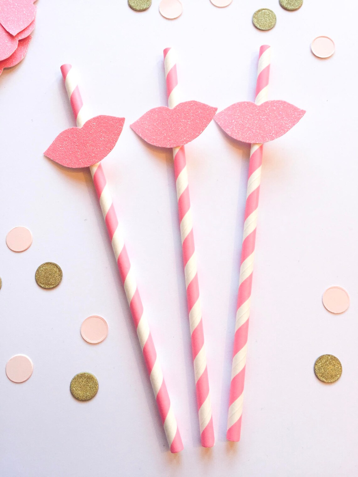 10 Glitter Lips Stripe Paper Straws Hen Party Bridal - Etsy UK