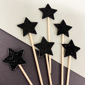 Star Glitter Cup Cake Toppers - Birthday - New Years - Wedding - Baby ...