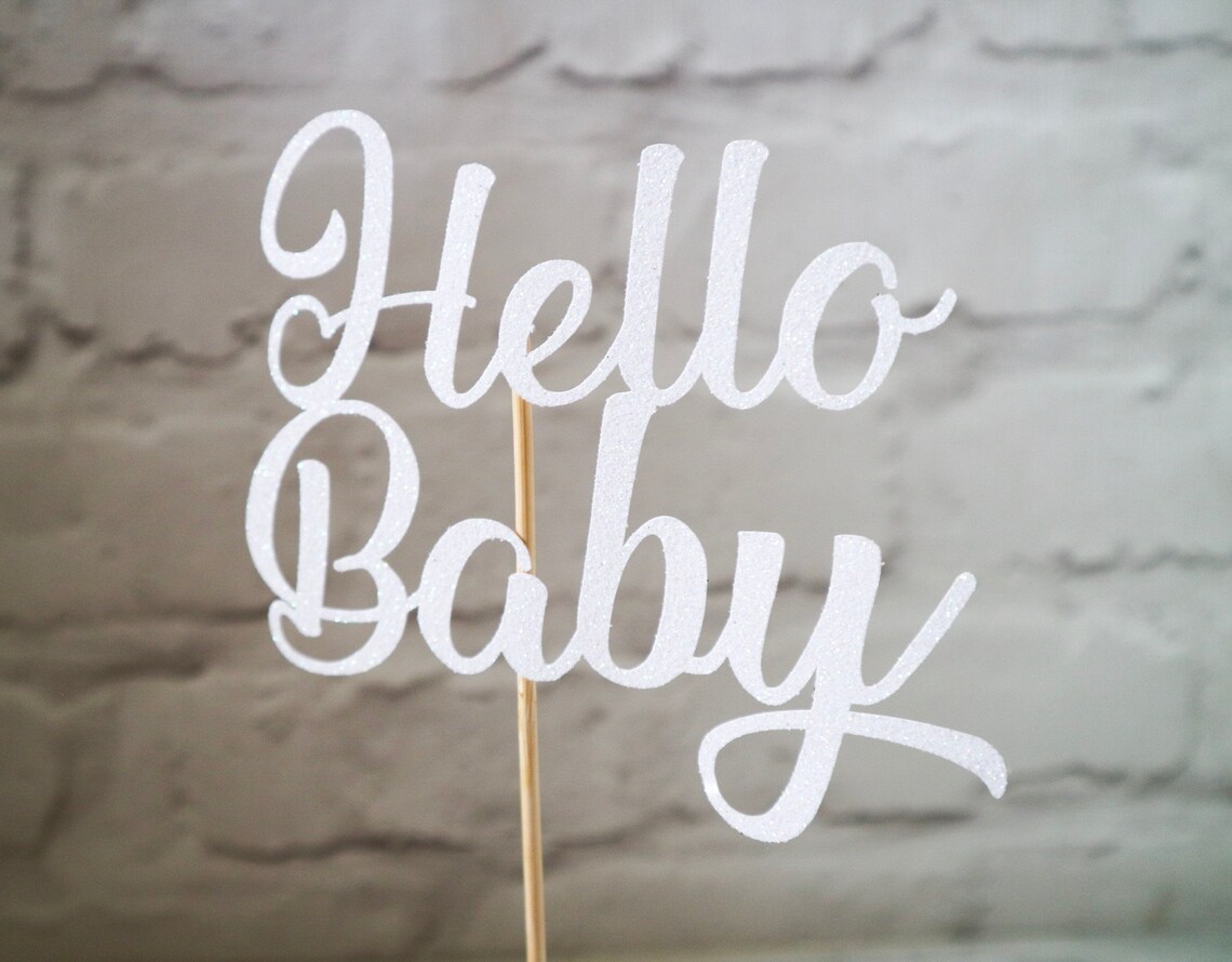 Hello Baby Glitter Cake Topper Baby Shower New Baby - Etsy UK