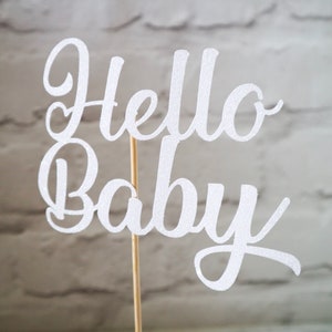 Hello Baby Glitter Cake Topper Baby Shower New Baby Gender Reveal - Etsy UK