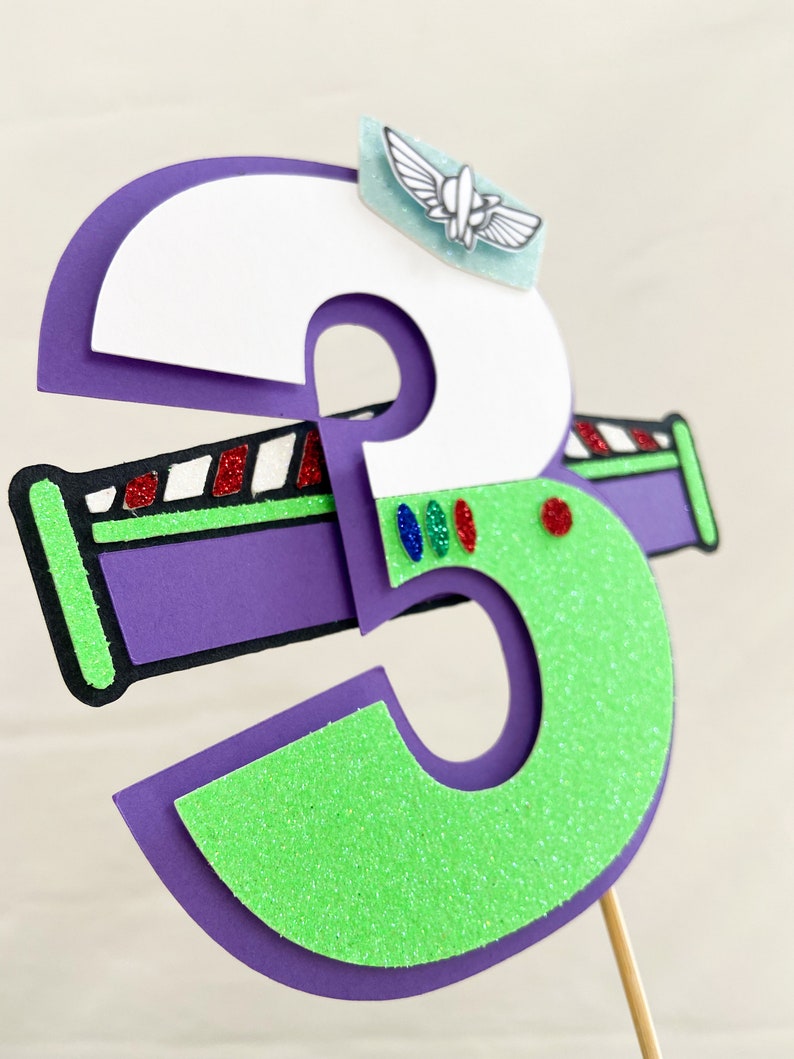 Age Number - Buzz Lightyear Style - Toy Story Theme - Glitter and Card ...