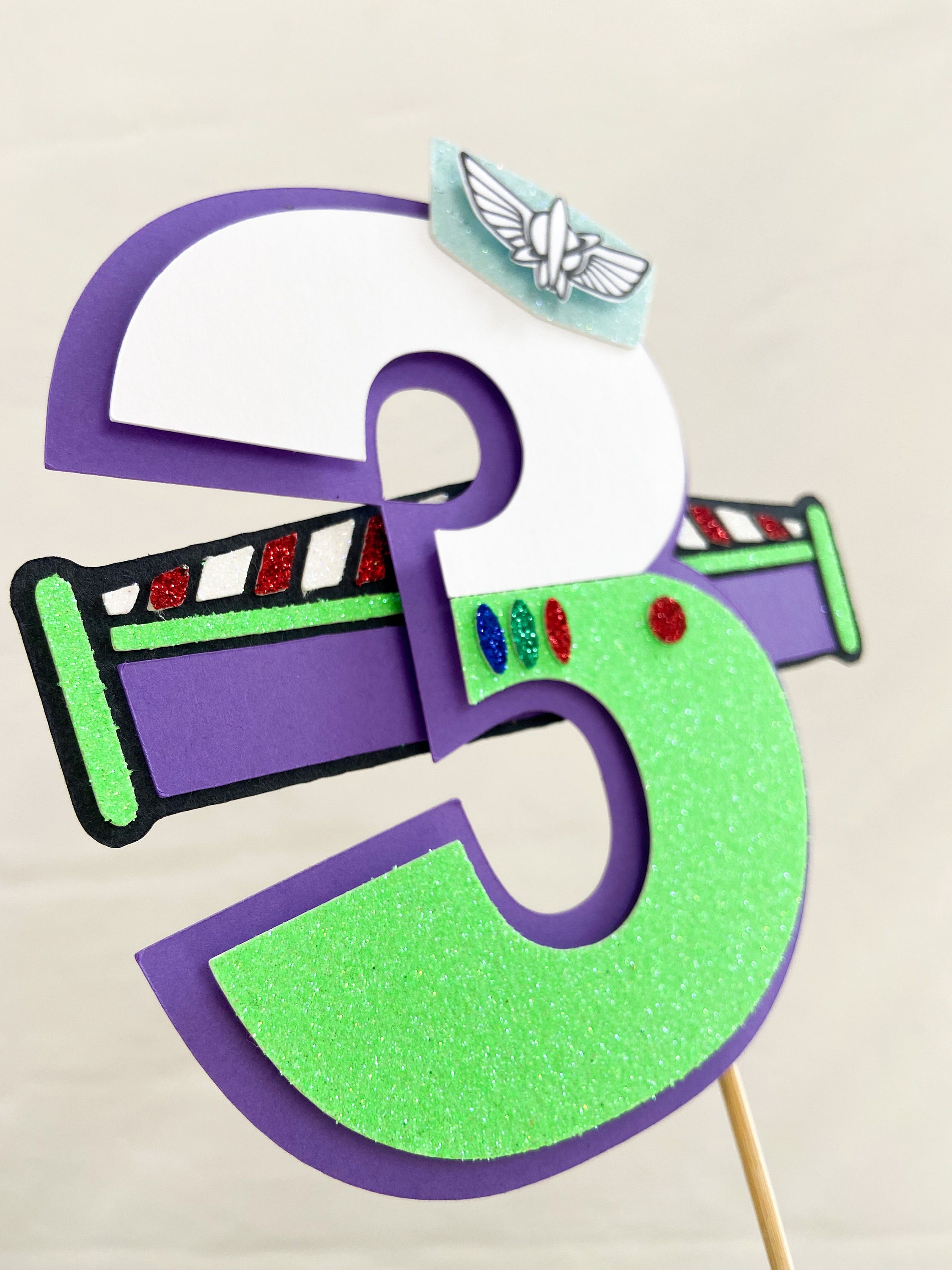 Age Number - Buzz Lightyear Style - Toy Story Theme - Glitter and Card ...
