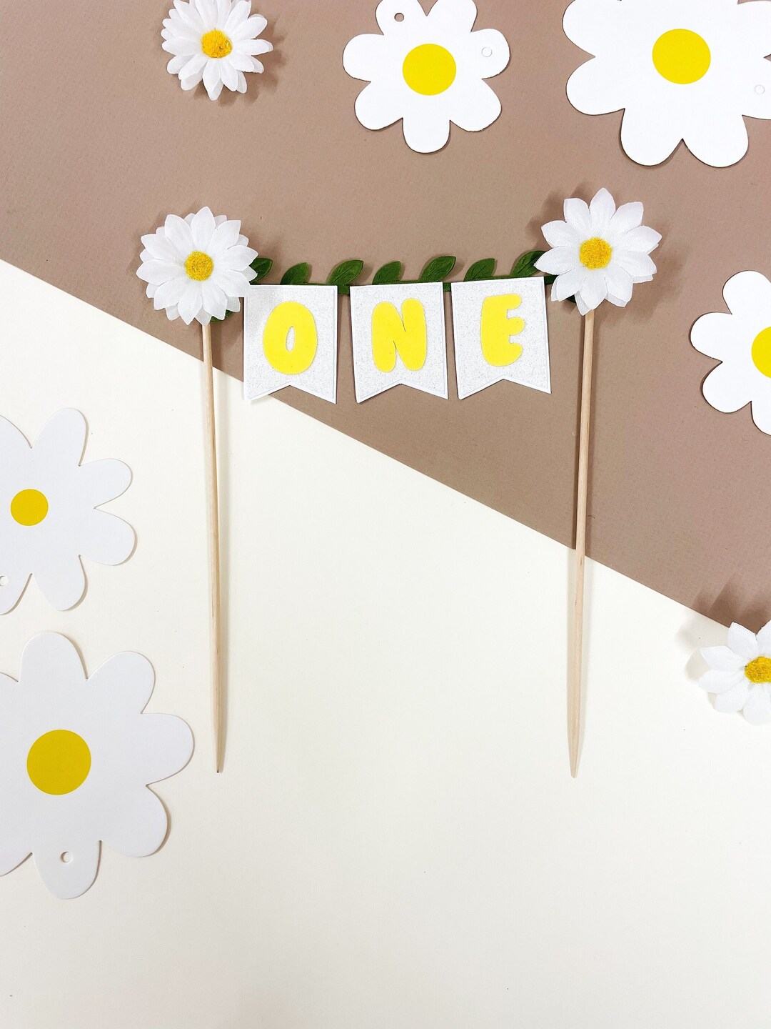 Daisy Age One Banner Cake Topper - Yellow - White - Etsy