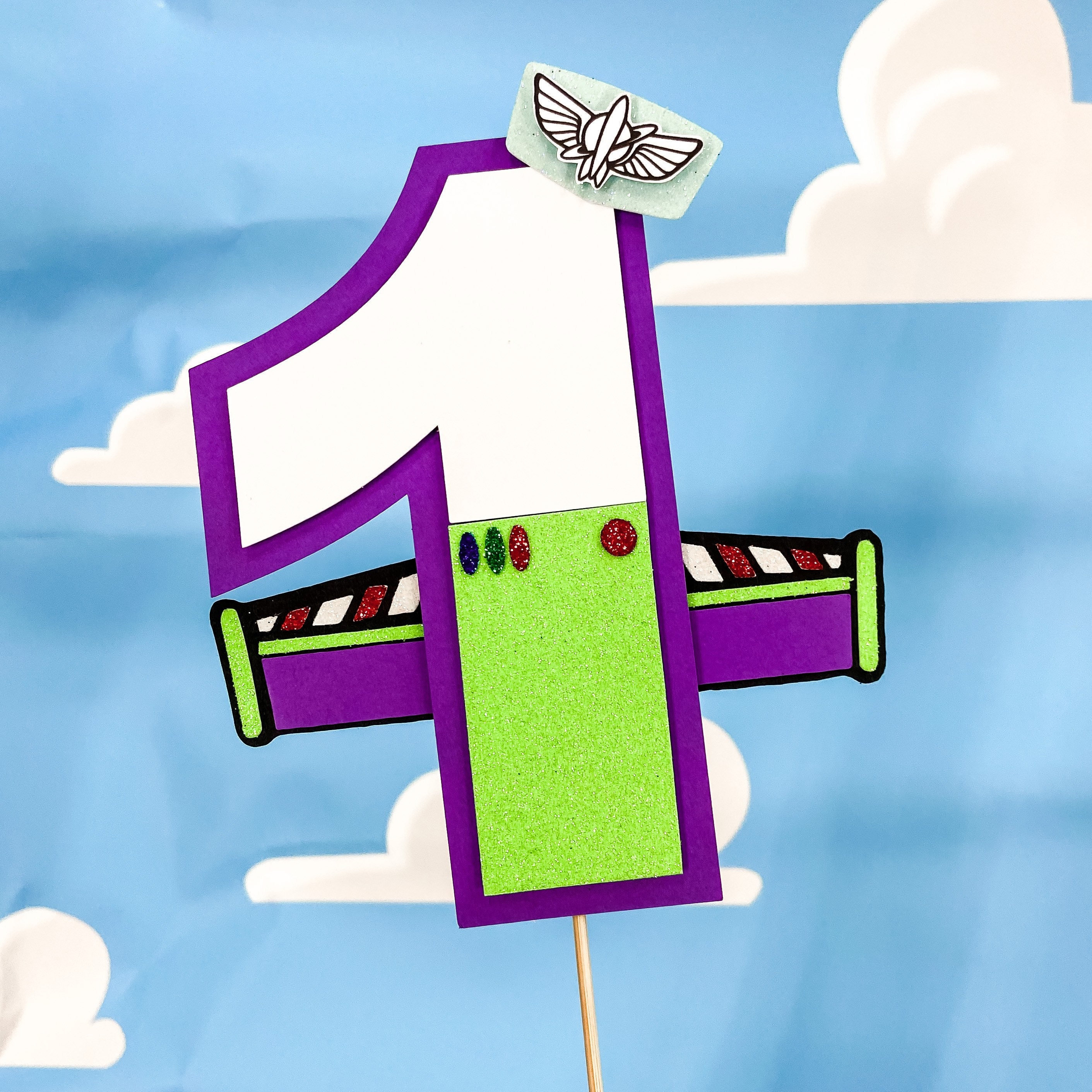 Age Number - Buzz Lightyear Style - Toy Story Theme - Glitter and Card ...