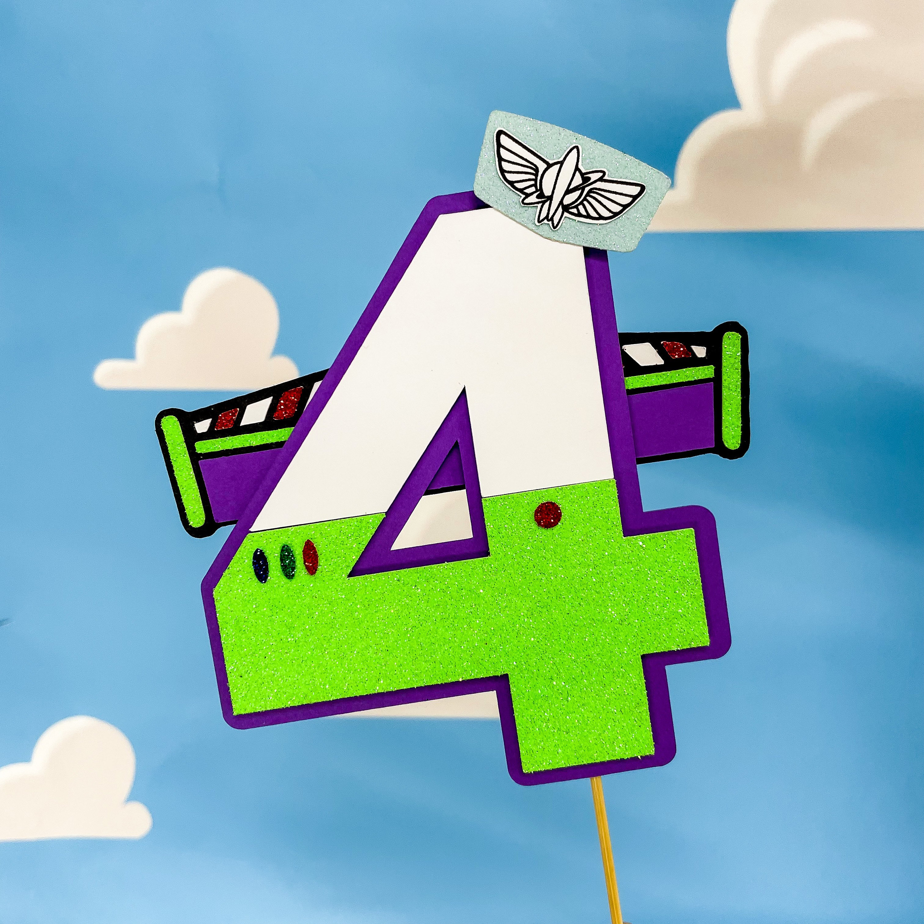 Age Number Buzz Lightyear Style Toy Story Theme Glitter - Etsy