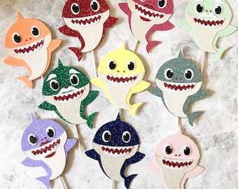 Shark Cake Topper, Shark Party Birthday Glitter Cake Topper, Custom ...