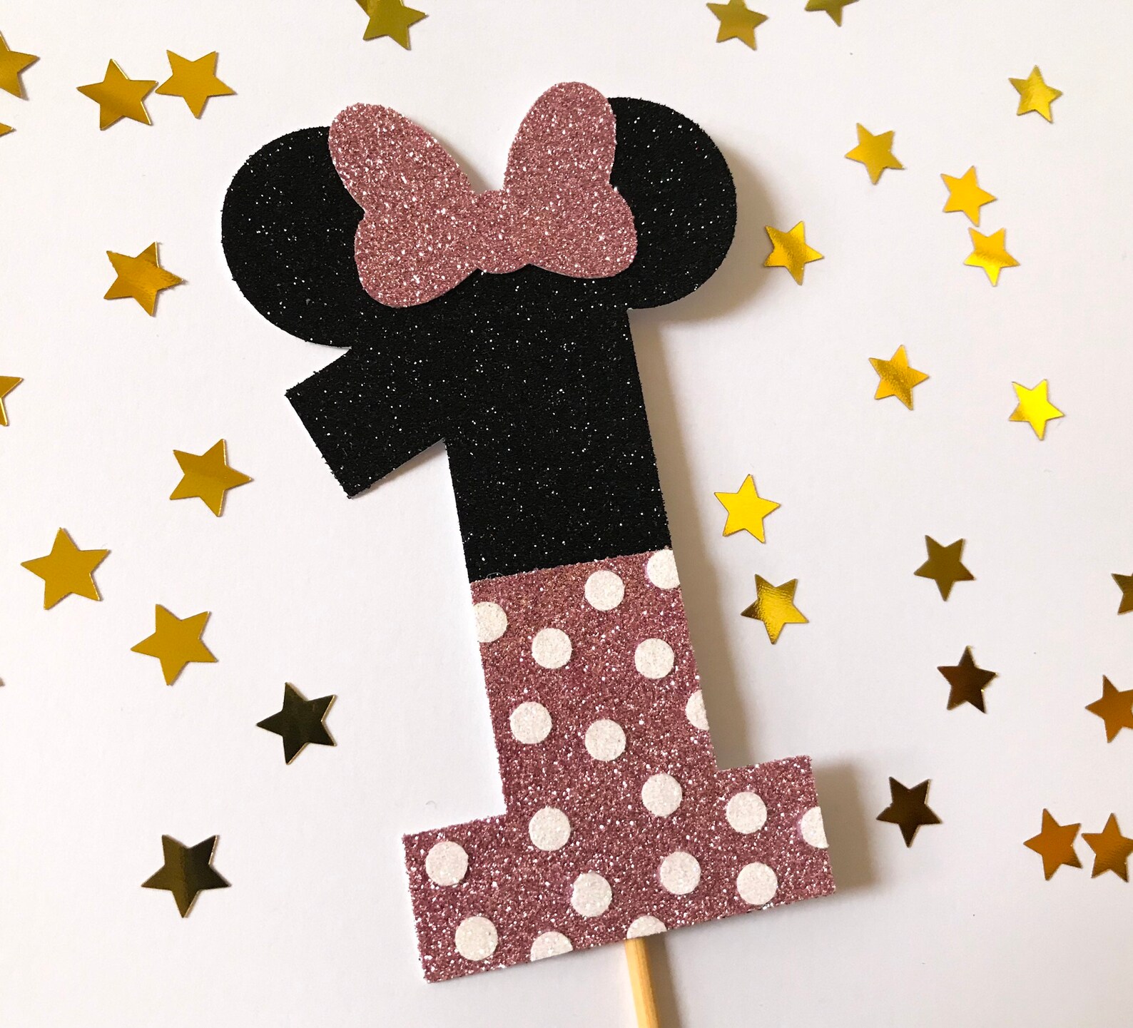 Minnie Mouse Age Glitter Cake Topper Birthday Number Bow - Etsy UK