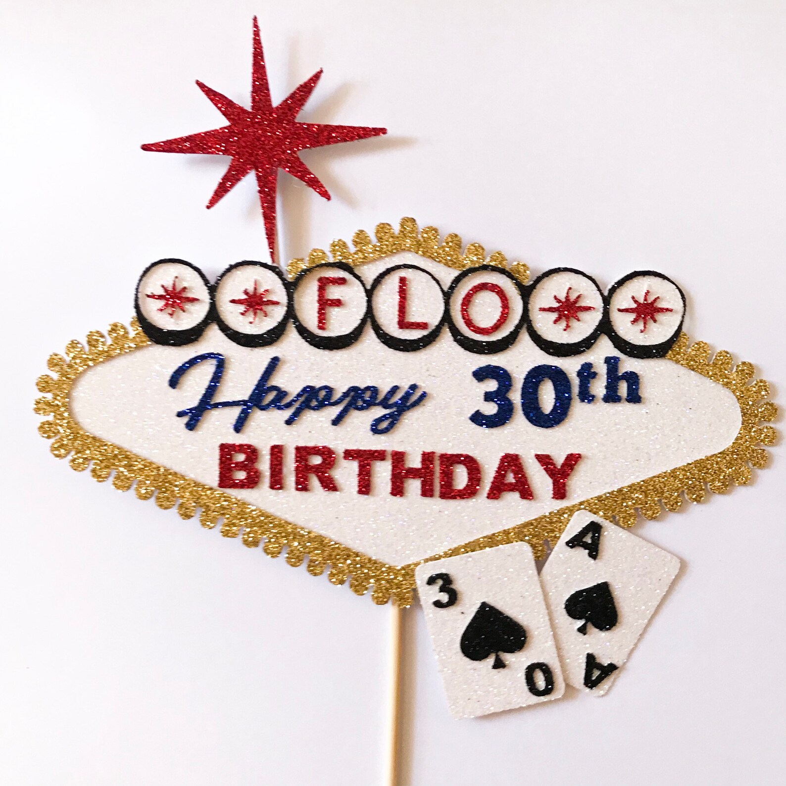 Las Vegas Sign Personalised Name and Age Happy Birthday Cake - Etsy