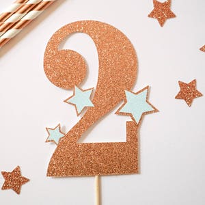 Age Number Star Glitter Cake Topper - Birthday - Etsy