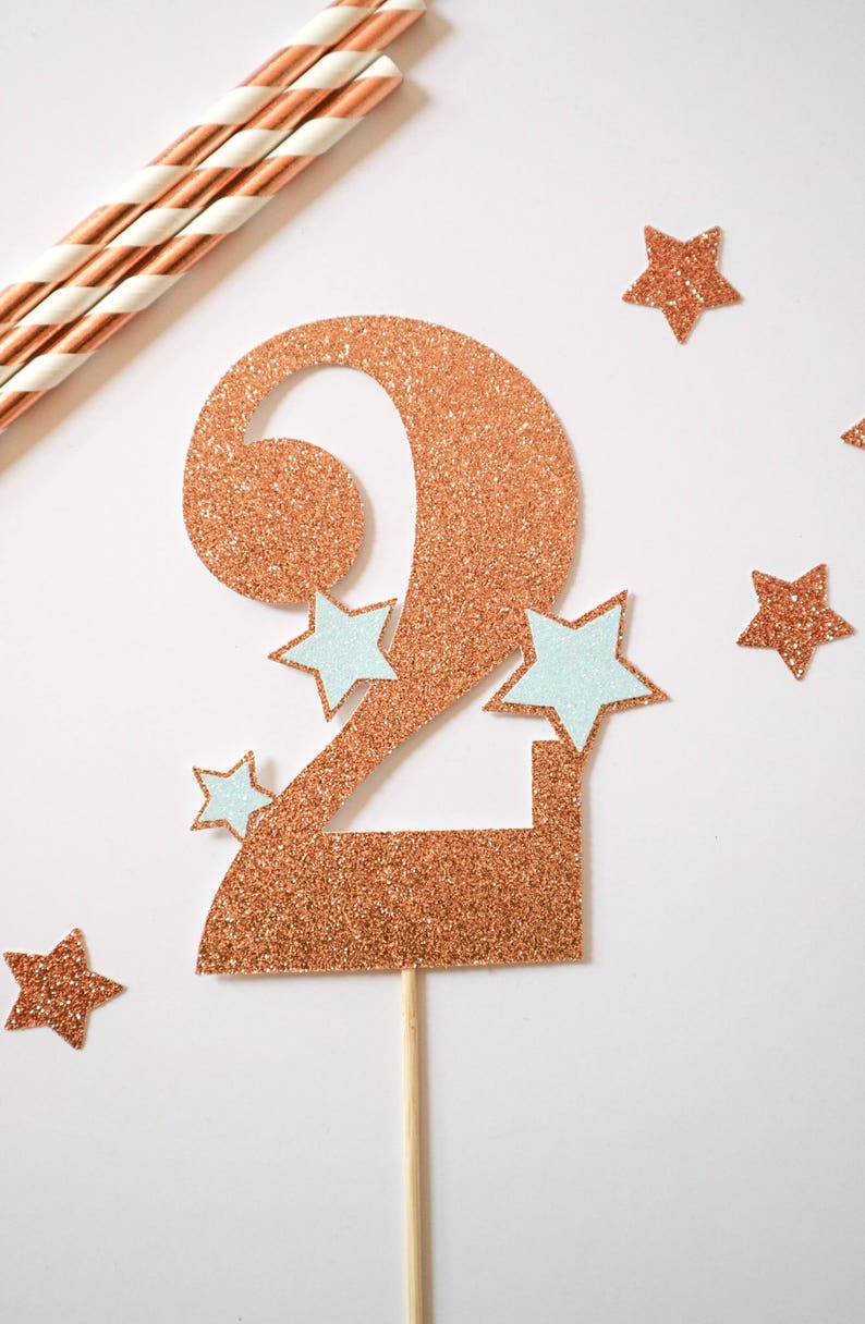 Age Number Star Glitter Cake Topper Birthday | Etsy