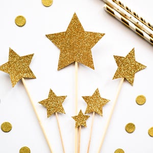 Star Assorted Size Glitter Cake Toppers - Birthday, Baby Shower, Party ...