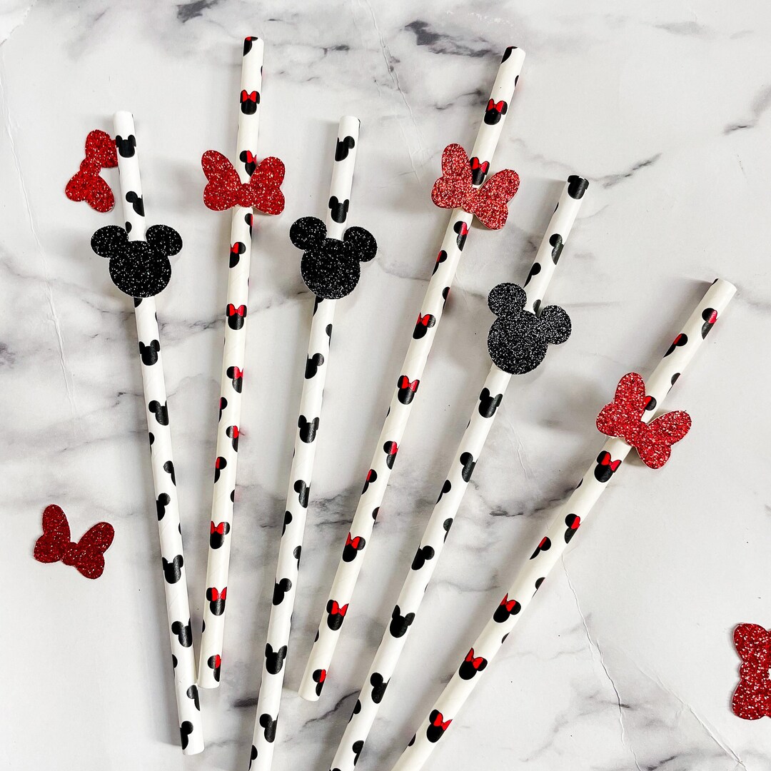 10 Mickey and Minnie Mouse Paper Straws Disney Party - Etsy