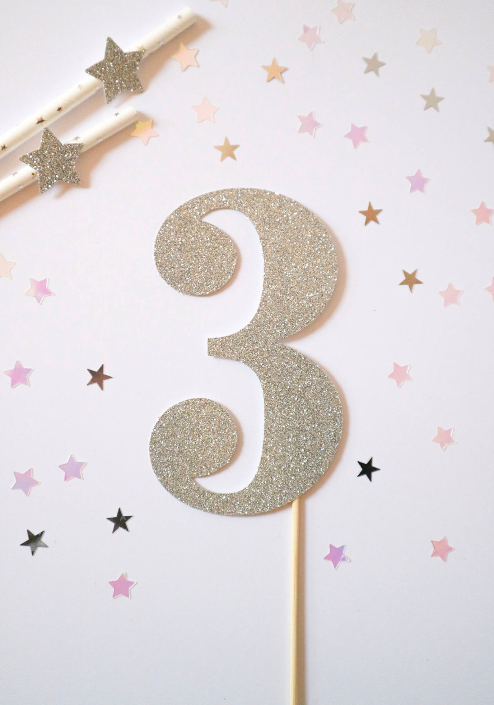 Age Number Glitter Cake Topper Birthday | Etsy