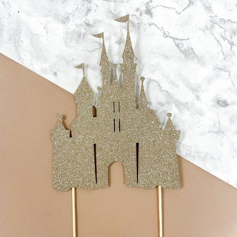 Glitter Disney Princess Castle Cake Topper - Handmade Party Decor ...