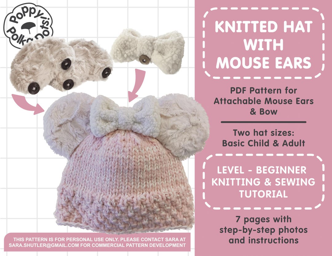 Minnie Mouse Inspired Hat Pattern With Interchangeable Ears and Bow! - Etsy