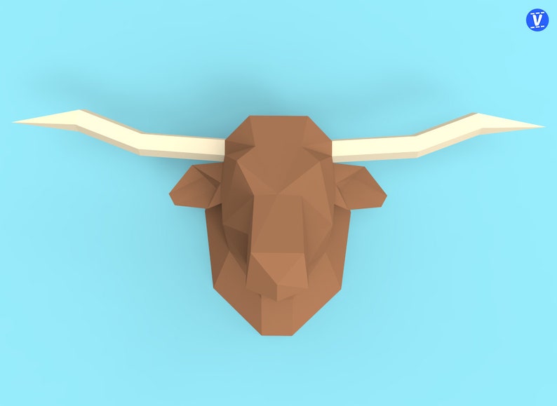 Longhorn Head Papercraft PDF Pack - 3D Paper Sculpture Template With ...