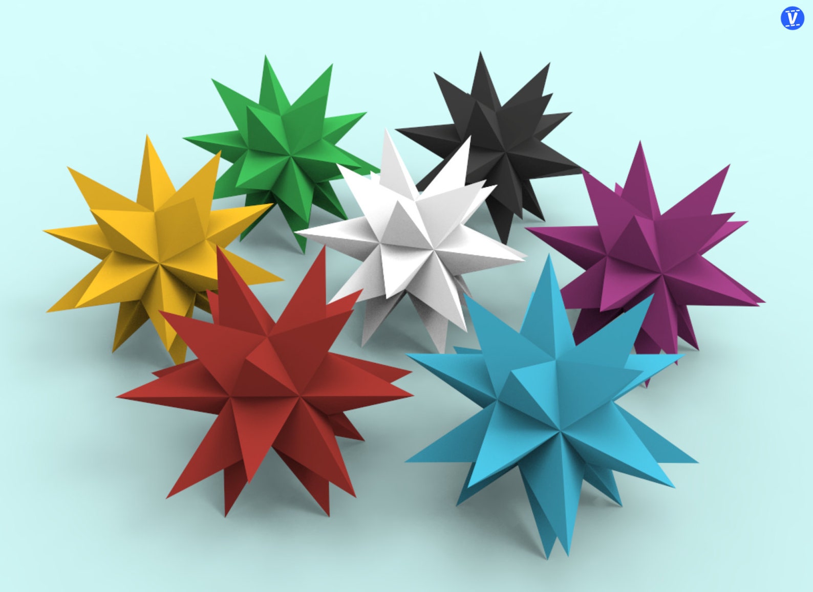 Spiked Star Papercraft PDF Pack - 3D Paper Sculpture Template With ...