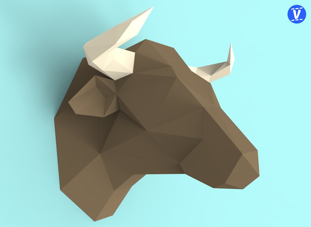 Bull Head Papercraft PDF Pack - 3D Paper Sculpture Template With ...