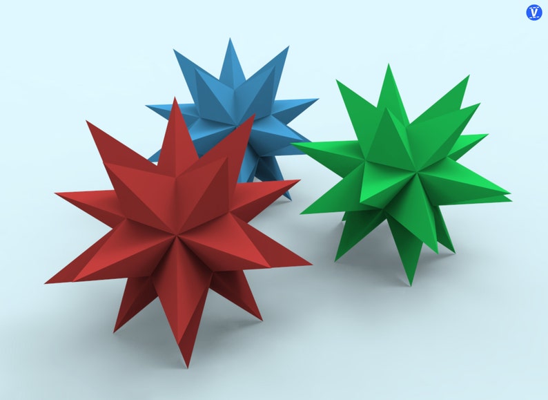 Spiked Star Papercraft PDF Pack - 3D Paper Sculpture Template With ...