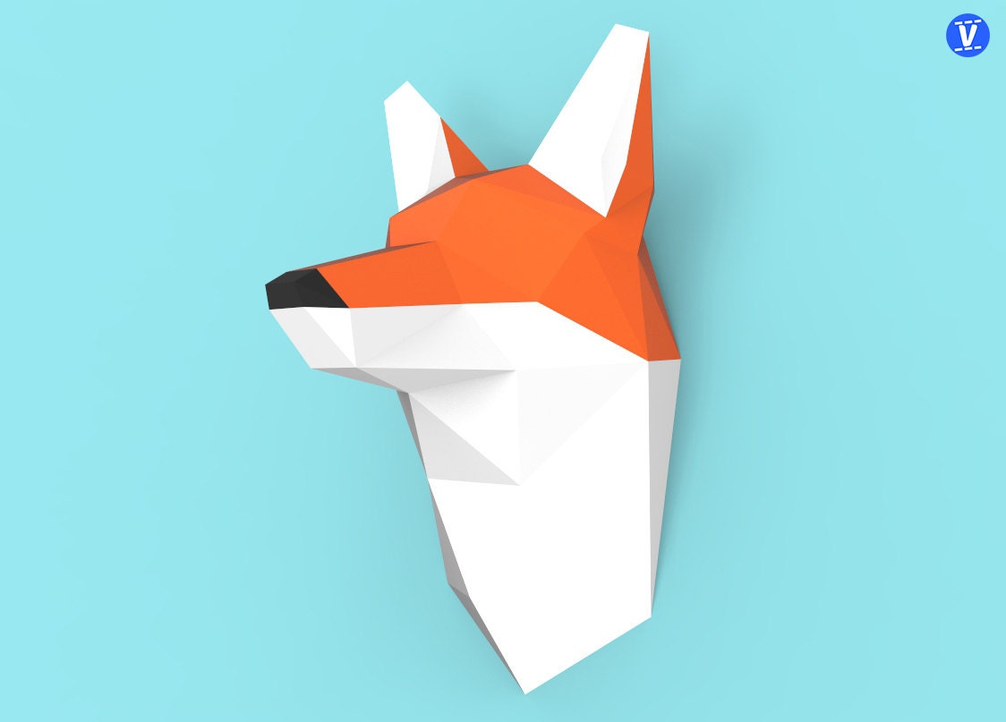 Fox Head Papercraft PDF Pack - 3D Paper Sculpture Template With ...