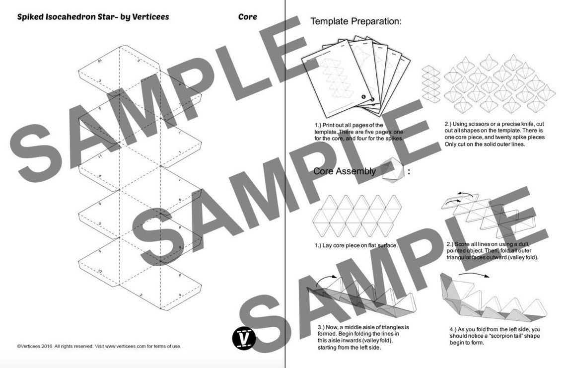 Spiked Star Papercraft PDF Pack - 3D Paper Sculpture Template With ...