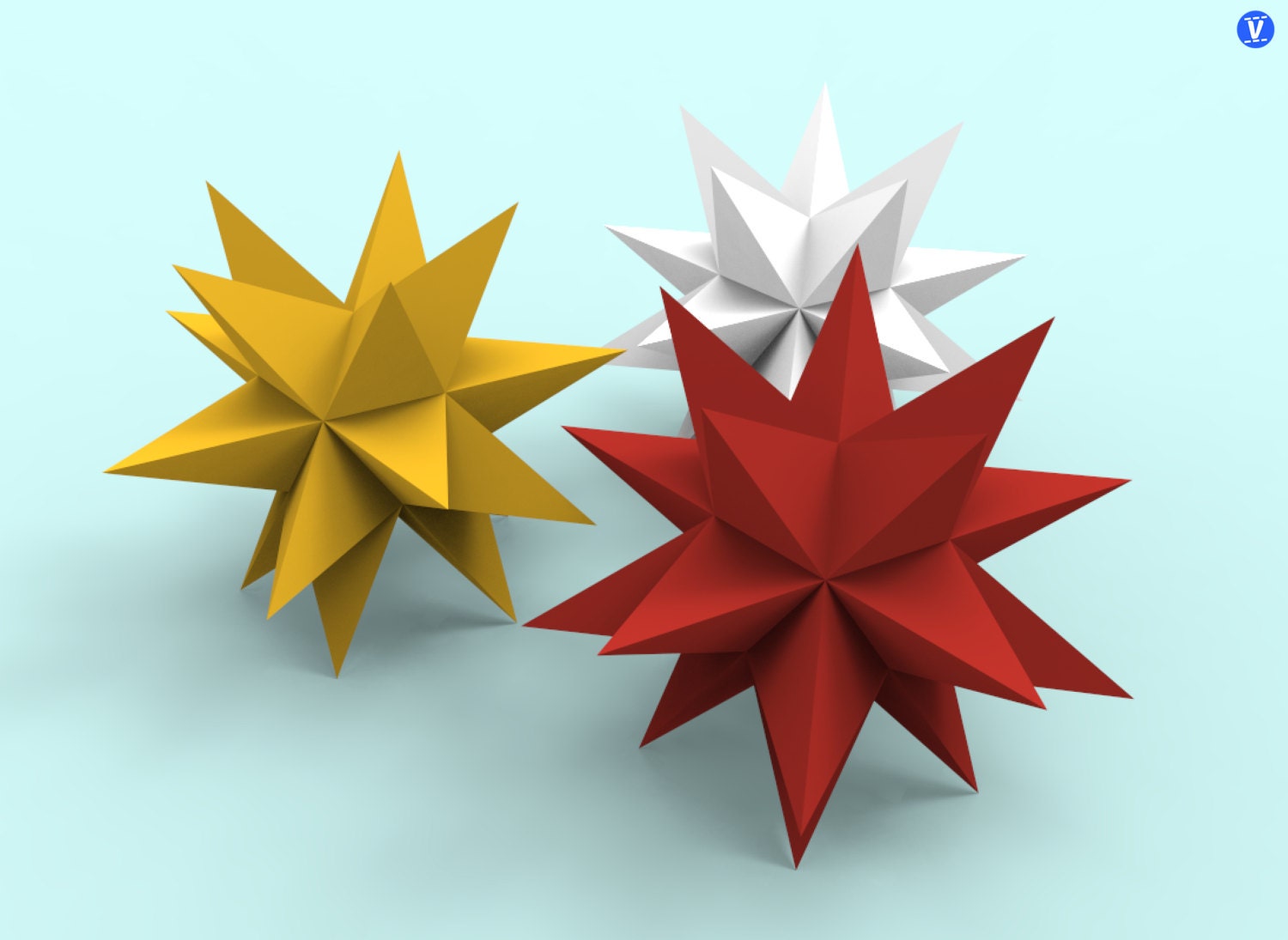 Spiked Star Papercraft PDF Pack - 3D Paper Sculpture Template With ...