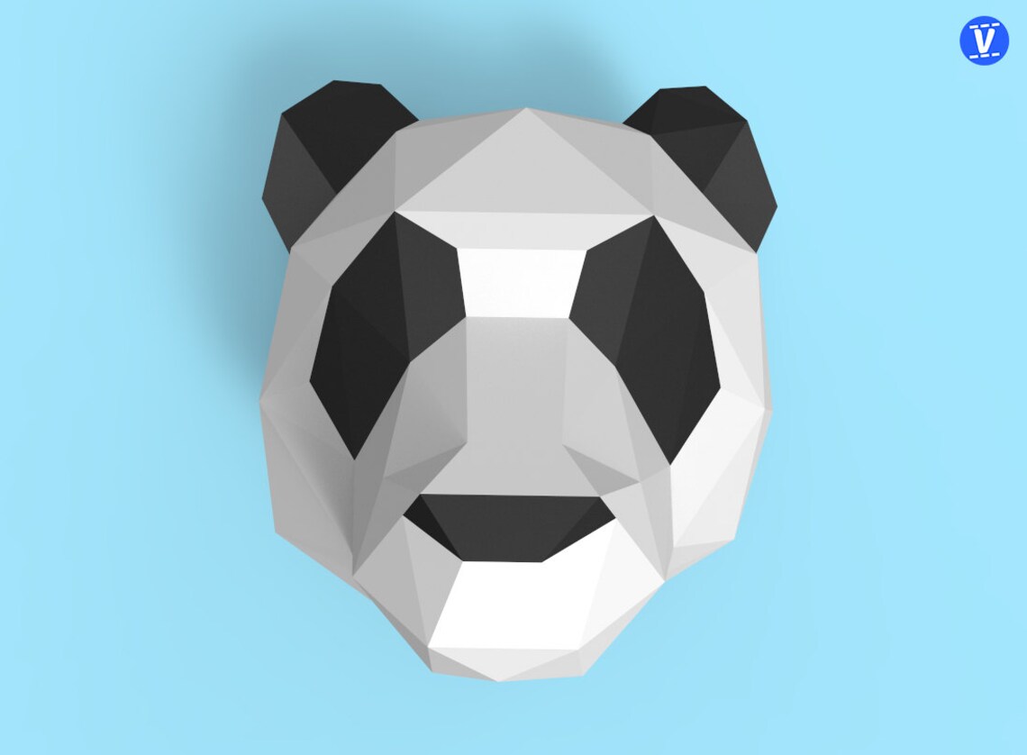 Panda Head Papercraft PDF Pack - 3D Paper Sculpture Template With ...