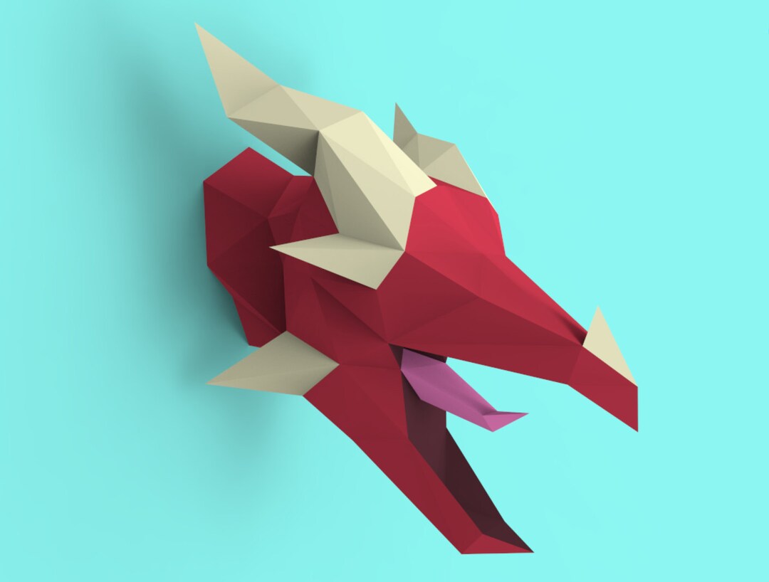 Lucky Dragon Head Papercraft PDF Pack - 3D Paper Sculpture Template ...